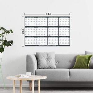 2023 Yearly Wall Calendar - 2023 Dry Erase Wall Calendar, Yearly Wall Calendar 2023 with Julian Date, 34.6" x 22.9" Full Year Wall Calendar, Jan. 2023 - Dec. 2023, Large, Wet & Dry Erase Laminated, Vertical/Horizontal, Reversible - Classic Grey