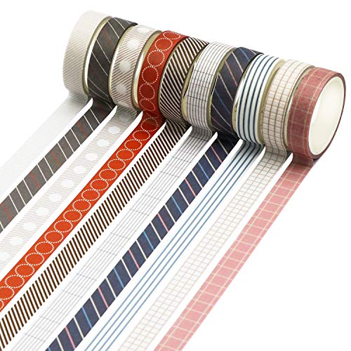 Knaid 40 Rolls of Slim Washi Tape Gift Box Set, Decorative Paper Tapes 10 mm Wide for Scrapbooking, DIY Arts and Crafts, Bullet Journal, Planner, Junk Journal, Notebooks (Minimalist)