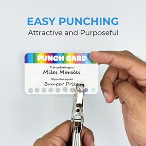 EBOS Punch Cards, Pack of 200 Reward Punch Cards 2 x 3.5" with Handheld Puncher, Reward Incentive Award for Kids, Behavior Punch Cards for Classroom, Students, Teachers, Business Loyalty Cards