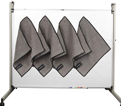 4 Pack Magnetic Cleaning Cloth Dry Erasers For White Boards - Extra Strong Magnet - Compatible with all Whiteboards - Ideal For Classroom, Home and Office Use - Reusable and Washable - 10'' X 10''