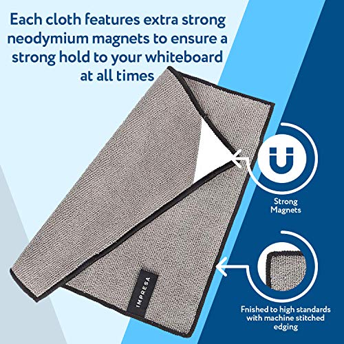 4 Pack Magnetic Cleaning Cloth Dry Erasers For White Boards - Extra Strong Magnet - Compatible with all Whiteboards - Ideal For Classroom, Home and Office Use - Reusable and Washable - 10'' X 10''