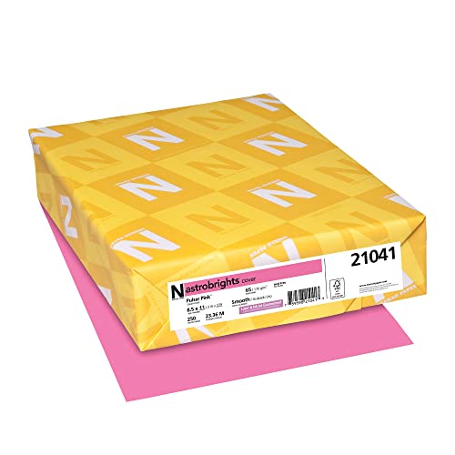 Neenah 21041 Wausau Astrobrights Colored Cardstock, 8.5” x 11”, 65 lb / 176 GSM, Pulsar Pink, 250 Sheets