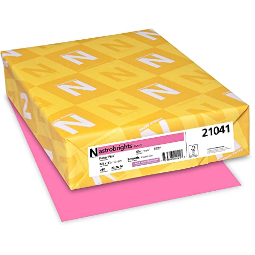 Neenah 21041 Wausau Astrobrights Colored Cardstock, 8.5” x 11”, 65 lb / 176 GSM, Pulsar Pink, 250 Sheets