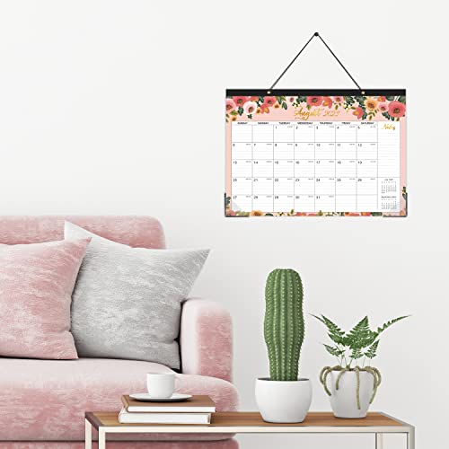 2023-2024 Desk Calendar - 18 Monthly Desk/Wall Calendar 2023-2024 2-in-1,16.8" x 12", Jan 2023 - Jun 2024, Thick Paper with Corner Protectors, Large Ruled Blocks - Floral