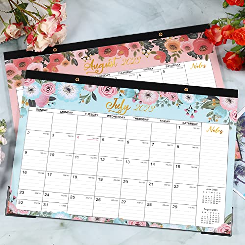 2023-2024 Desk Calendar - 18 Monthly Desk/Wall Calendar 2023-2024 2-in-1,16.8" x 12", Jan 2023 - Jun 2024, Thick Paper with Corner Protectors, Large Ruled Blocks - Floral