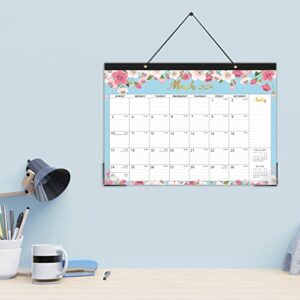 2023-2024 Desk Calendar - 18 Monthly Desk/Wall Calendar 2023-2024 2-in-1,16.8" x 12", Jan 2023 - Jun 2024, Thick Paper with Corner Protectors, Large Ruled Blocks - Floral