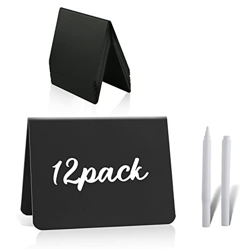 12pcs Mini Chalkboard Signs for Food,Reserved Table Signs, Easy to Write and Wipe Out,Small Chalkboard Signs for Small Chalk,Food Labels for Party Buffet, Place Cards and Event Decorations