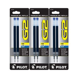 pilot g2 gel ink pen refills, fine point, 0.7mm, blue ink, 6 refills