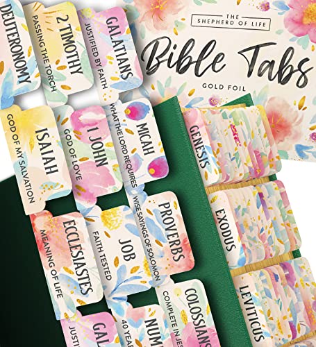 Bible Tabs Gold Floral - Soul Nourishing Book Summaries - 66 Peel-and-Stick SilkTouch Laminated Bible Tabs Large Print | Gold Bible Tabs for Women, Floral Bible Tabs for Study Bible, Bible Book Tabs