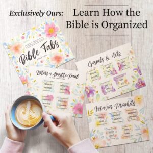 Bible Tabs Gold Floral - Soul Nourishing Book Summaries - 66 Peel-and-Stick SilkTouch Laminated Bible Tabs Large Print | Gold Bible Tabs for Women, Floral Bible Tabs for Study Bible, Bible Book Tabs