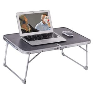 foldable laptop table, bed table for study and reading, lap desk table, breakfast tray table, portable mini picnic table, folds in half with inner storage space