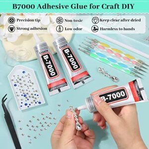 B7000 Glue Clear with Precision Tip, B-7000 Jewelry Bead Adhesive Glue Medium Viscosity with Art Dotting Stylus Pens Rhinestone Applicator Kit for Clothes Fabric Nail Crafts DIY (3 PCS, 25 ML/ 0.9 oz)