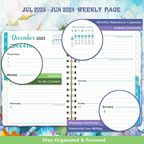 2023-2024 Planner - Academic Planner 2023-2024, July 2023 - June 2024, 2023-2024 Planner Weekly and Monthly with Tabs, 6.3’’ × 8.4’’, Inner Pocket, Hardcover, Elastic Closure, Perfect Daily Organizer