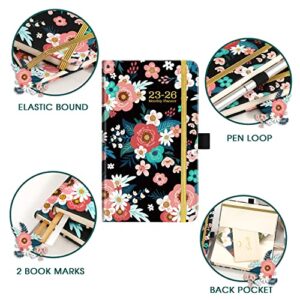 2023-2026 Pocket Planner / Calendar - 3 Year Monthly Planner from July 2023 - June 2026, 6.3" x 3.8", Monthly Pocket Calendar with 61 Notes Pages and Back Pocket, Pen Loop, Elastic Closure