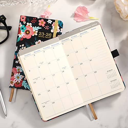 2023-2026 Pocket Planner / Calendar - 3 Year Monthly Planner from July 2023 - June 2026, 6.3" x 3.8", Monthly Pocket Calendar with 61 Notes Pages and Back Pocket, Pen Loop, Elastic Closure