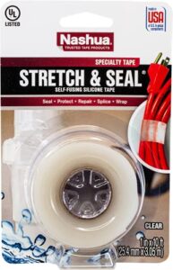 nashua – 1541204 1 in. x 10 ft. stretch & seal self-fusing silicone tape in clear