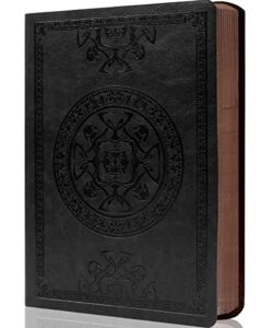 cagie leather vintage journal for men soft cover 256 lined pages notebook 180 lay flat for writing travel diary, 5.7” x 8.3”, black