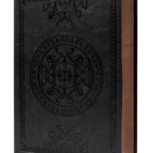 CAGIE Leather Vintage Journal for Men Soft Cover 256 Lined Pages Notebook 180 Lay Flat for Writing Travel Diary, 5.7'' x 8.3'', Black