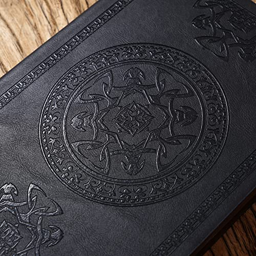 CAGIE Leather Vintage Journal for Men Soft Cover 256 Lined Pages Notebook 180 Lay Flat for Writing Travel Diary, 5.7'' x 8.3'', Black