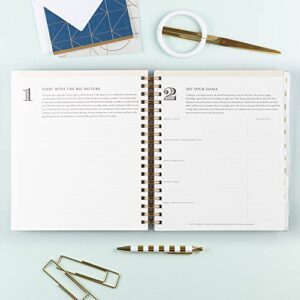 Day Designer for Blue Sky 2023 Daily and Monthly Planner, 8" x 10", Frosted Cover, Wirebound, Navy Stripe (142098)