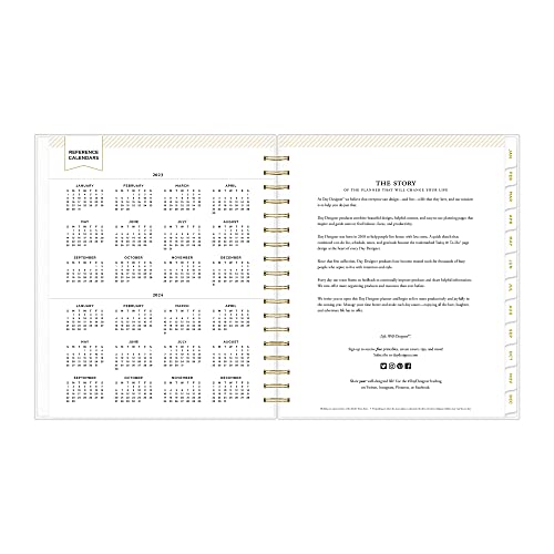 Day Designer for Blue Sky 2023 Daily and Monthly Planner, 8" x 10", Frosted Cover, Wirebound, Navy Stripe (142098)