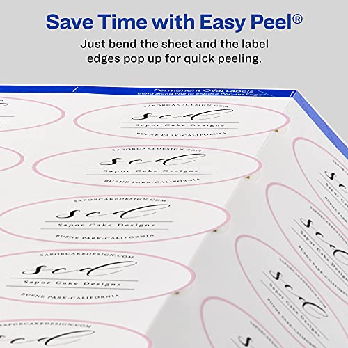 Avery Printable Blank Oval Labels, 2" x 3-1/3", Glossy White, 80 Customizable Labels (22820)