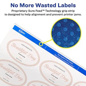 Avery Printable Blank Oval Labels, 2" x 3-1/3", Glossy White, 80 Customizable Labels (22820)