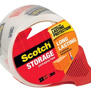 Scotch Long Lasting Storage Shipping Packaging Tape, 1.88" x 38.2 yd, 1 Roll with Dispenser (3650S-RD-ESF)