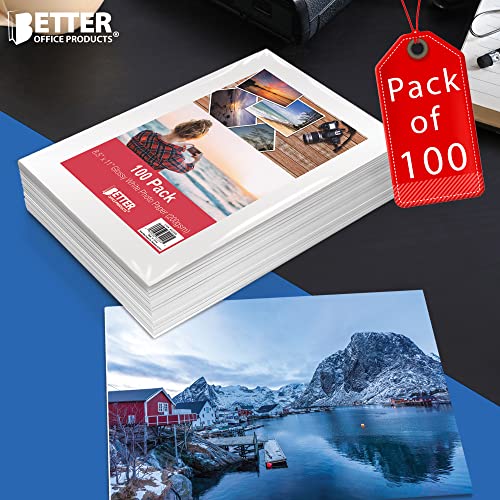 Glossy Photo Paper, 8.5 x 11 Inch, 100 Sheets, Better Office Products, 200 gsm, Letter Size, 100-Count Pack