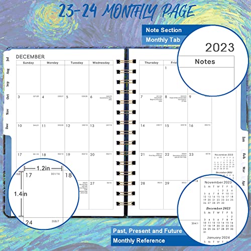 2023-2024 Planner – Jul.2023 - Jun.2024, Weekly ＆ Monthly Academic Planner 2023-2024, with Tabs, 6.4" x 8.5", Hardcover, Strong Binding, Thick Paper, Back Pocket, Elastic Closure, Inner Pocket