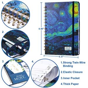 2023-2024 Planner – Jul.2023 - Jun.2024, Weekly ＆ Monthly Academic Planner 2023-2024, with Tabs, 6.4" x 8.5", Hardcover, Strong Binding, Thick Paper, Back Pocket, Elastic Closure, Inner Pocket