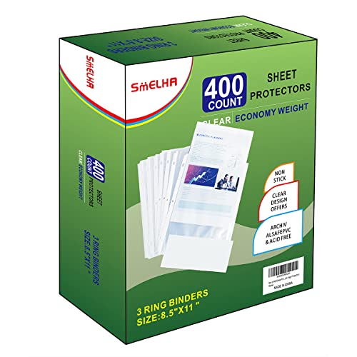 Sheet Protectors,400 Page,Page Protector 8.5" x 11" ，Upgraded Thick Material,for 3 Ring Binder, Top Loading Paper Protector with Reinforced Holes,Holds Multiple Sheets，Letter Size, …