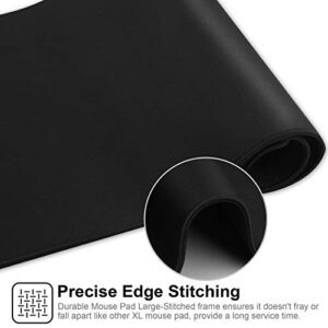 Jahosin Large Gaming Mouse Pad with Stitched Edges,[27.5x11.8In] Extended Mouse Pad with Non-Slip Natural Rubber Base for Gamer/Desktop/Office/Home (70x30 Blackus)