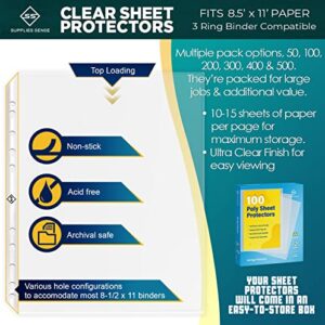 Sheet Protectors for 3 Ring Binder - 100 Premium Clear Plastic Page Protectors for 3 Ring Binder - Sleeves 8.5 x 11 for Paper & Documents