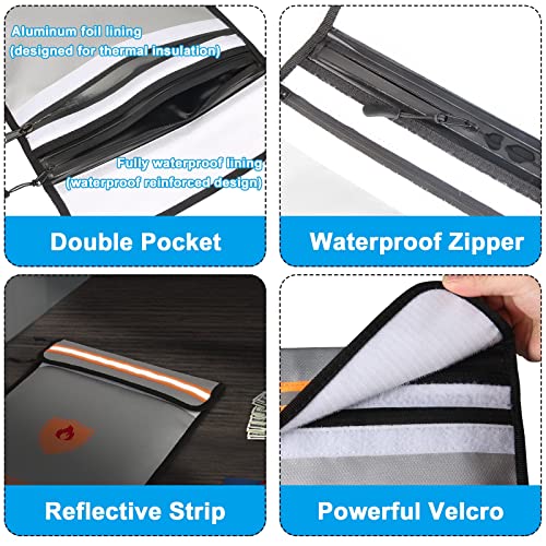 2023 Upgraded Fireproof Bag for Documents (2200℉), Fireproof Money Bag for Cash with Zipper (Reinforced Fire Protection - Aluminum Foil Lining), Waterproof Document Pouch for Valuables