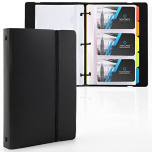 maxgear business card organizer, business card holder book credit card binder file sleeve storage, portable business card holders name cards holder men & women, 5 color index tabs, capacity: 180 cards