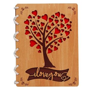 deplee heart tree wooden cards, anniversary card for her with romantic wood card design, love wood greeting card, happy anniversary card wood, birthday cards for women, mothers, wife, mom |6×8 in