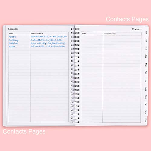 2023 Planner - Weekly & Monthly Planner Runs from Jan 2023 to Dec 2023, 6.25" x 8.25", 12 Monthly Tabs, 14 Notes Pages, Inner Pocket, Flexible Cover with Twin-Wire Binding, Pink