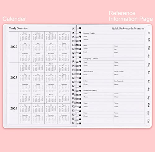 2023 Planner - Weekly & Monthly Planner Runs from Jan 2023 to Dec 2023, 6.25" x 8.25", 12 Monthly Tabs, 14 Notes Pages, Inner Pocket, Flexible Cover with Twin-Wire Binding, Pink