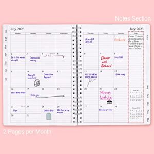 2023 Planner - Weekly & Monthly Planner Runs from Jan 2023 to Dec 2023, 6.25" x 8.25", 12 Monthly Tabs, 14 Notes Pages, Inner Pocket, Flexible Cover with Twin-Wire Binding, Pink