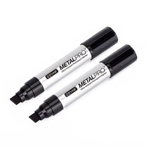 zeyar permanent marker pens, jumbo size, aluminum barrel, set of 2, premium waterproof & smear proof markers, quick drying, writes on most surfaces (black)