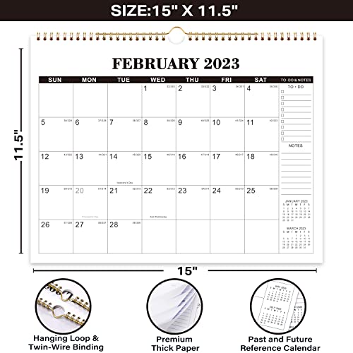 Calendar 2023-2024 - Wall Calendar 2023-2024 with To Do & Notes, 18 Months Wall Calendar from Jan 2023 - Jun 2024,15”x 11.5”, Daily Blocks with Julian Dates, Golden Twin-Wire Binding, Thick Paper Perfect for Organizing & Planning