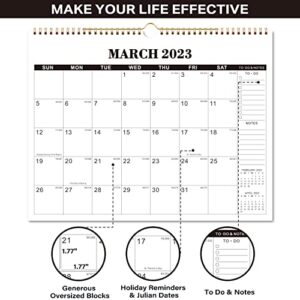 Calendar 2023-2024 - Wall Calendar 2023-2024 with To Do & Notes, 18 Months Wall Calendar from Jan 2023 - Jun 2024,15”x 11.5”, Daily Blocks with Julian Dates, Golden Twin-Wire Binding, Thick Paper Perfect for Organizing & Planning