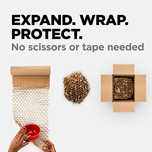 Scotch Cushion Lock Protective Wrap, 12 in x 30 ft, Sustainable Packaging Solution for Packing, Shipping and Moving, No Scissors or Tape Needed, Great Alternative to Bubble Cushion Wrap (PCW-1230)