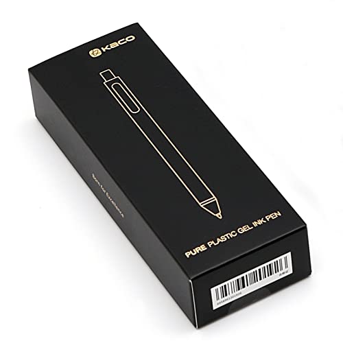 KACO Retractable Gel Pens 0.5mm Extra Fine Point, Pack of 10, Black Barrel with Black Ink