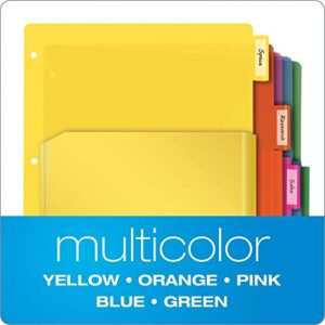 Oxford Expanding Plastic Binder Dividers, Flexible Front Pockets Expand 1/4", 5 Tab, Insertable Multicolor Tabs, Letter Size, 3 Sets (89604)