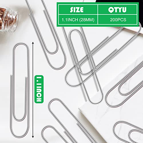 DIYSELF Paper Clips, 200 Pcs Small Paper Clips, Paperclip for Documents and Papers, Durable and Rust-Resistant Paperclips for Office, Paper Clips Small, Mini Paper Clips, 1.1-inch Paperclips Office