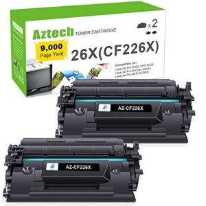 aztech compatible cf226x toner cartridge replacement for hp 26x cf226x pro mfp m426fdw m426fdn m426dw pro m402n m402dw m402dn cf226xc printer high yield (black 2-pack)