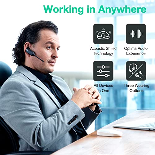 Yealink WH63 Wireless Headset with Microphone for Computer PC Laptop Teams Certified Headset Office IP VoIP Phones Noise Canceling Mic Single Ear Headset with Charge Stand for Unified Communication