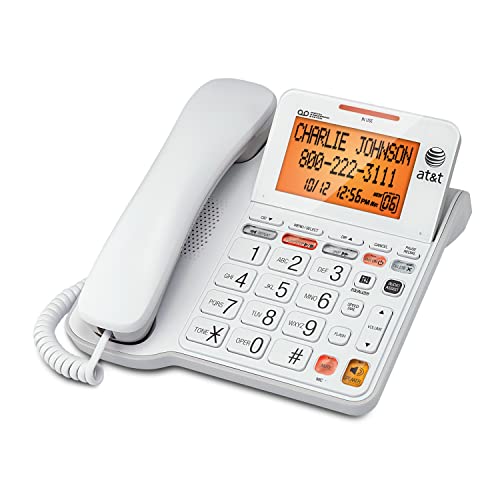 AT&T CL4940 Corded Standard Phone with Answering System and Backlit Display, White